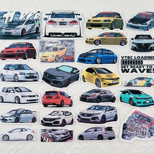 25pc Classic Japanese Civic Type R Ek9 Ep3 Fd Fn Vinyl Stickers JDM ...