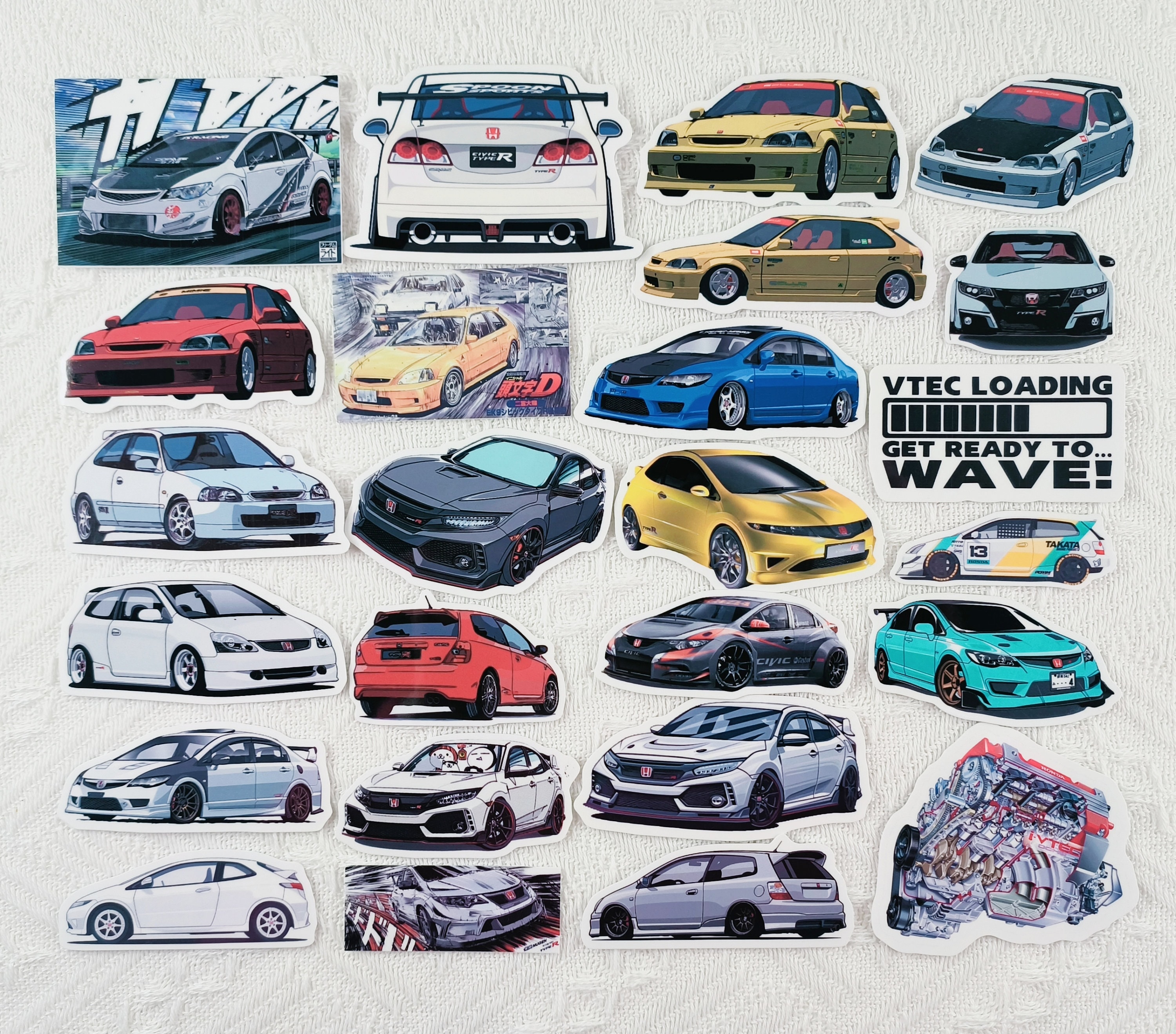 25pc Classic Japanese Civic Type R Ek9 Ep3 Fd Fn Vinyl Stickers JDM ...