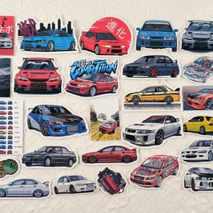 26pc JDM Rally Legend Lancer Evolution Vinyl Stickers Classic Japanese ...