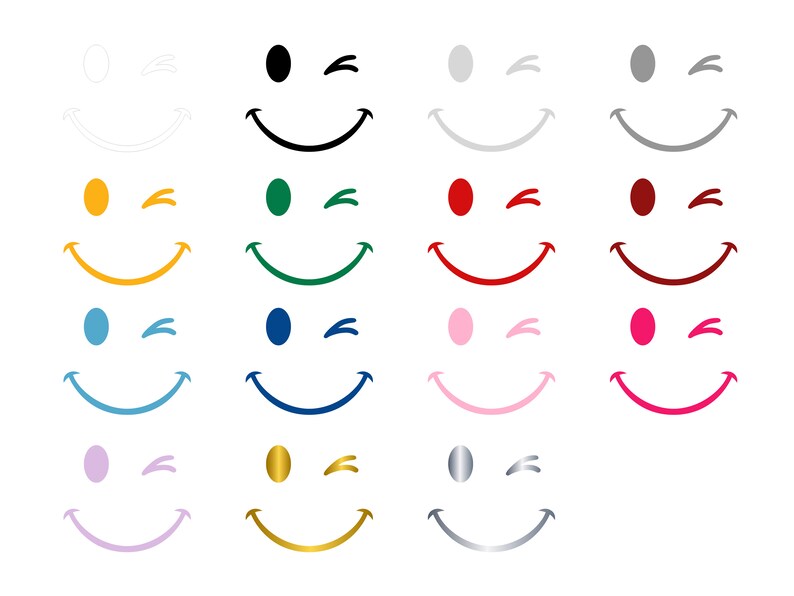 Smiley Face Vinyl Decal Sticker Emoji Blinking Face - Etsy
