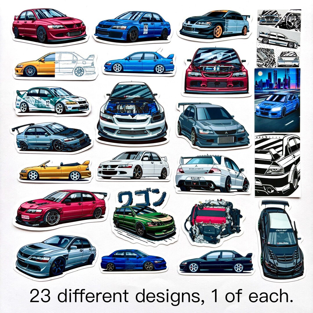 23pc JDM Rally Legend Lancer Evolution EVO 7 8 9 Vinyl Decal Stickers ...