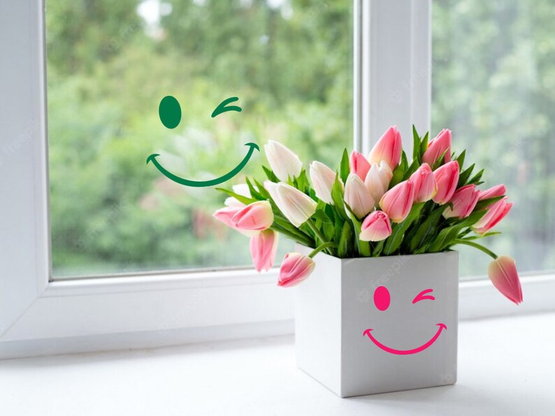 Smiley Face Vinyl Decal Sticker Emoji Blinking Face - Etsy