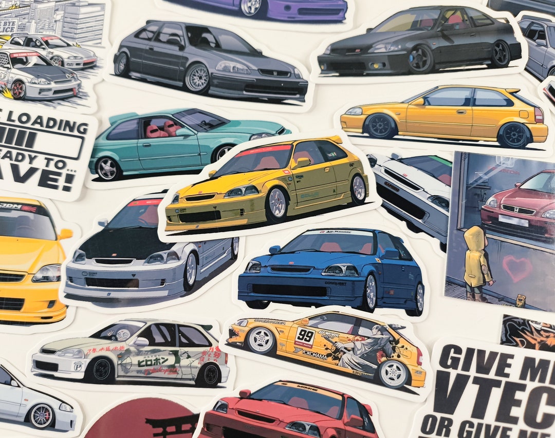 26pc Classic Japanese Civic Ek9 SIR VTI Ek4 Vinyl Stickers JDM Legend ...