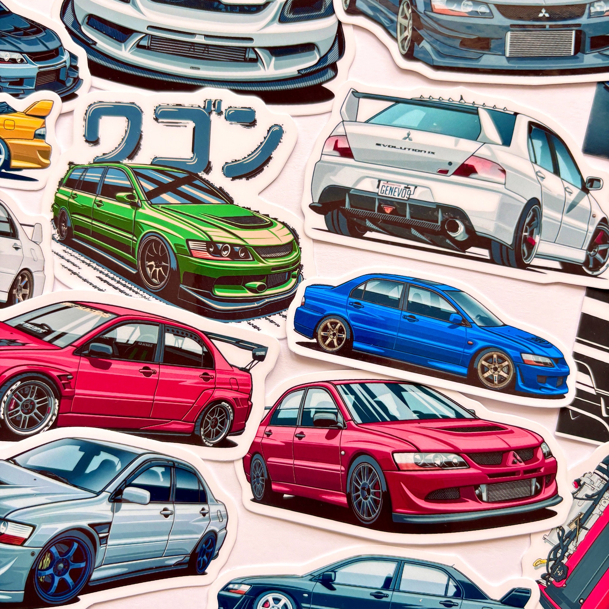 23pc JDM Rally Legend Lancer Evolution EVO 7 8 9 Vinyl Decal Stickers ...