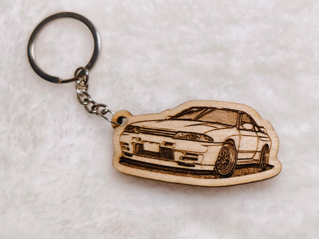 Laser Engraved Solid Wood Skyline GTR32 BNR32 Keychain Bag Pendant for ...