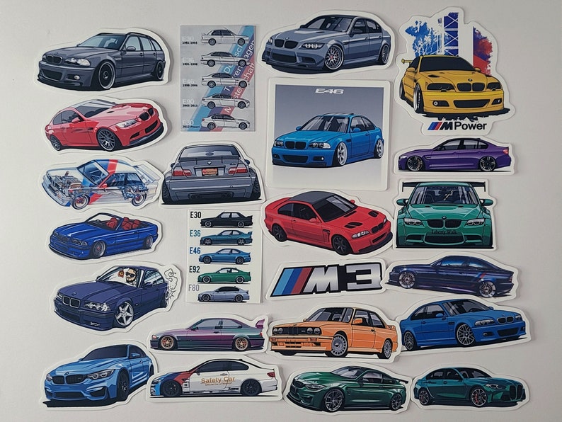 23pc Vinyl Stickers for BMW M3 E30 E36 E46 E90 F30 Vinyl - Etsy