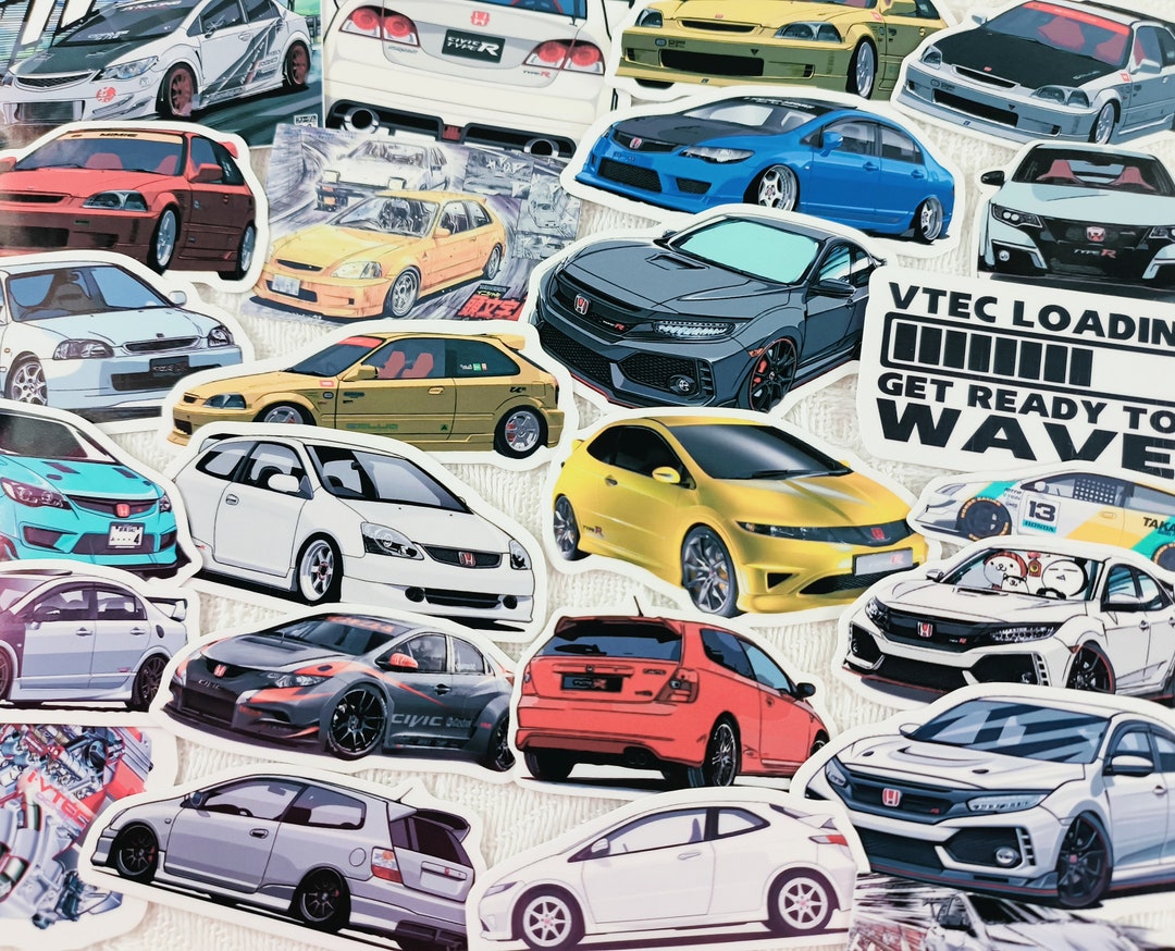 25pc Classic Japanese Civic Type R Ek9 Ep3 Fd Fn Vinyl Stickers JDM ...