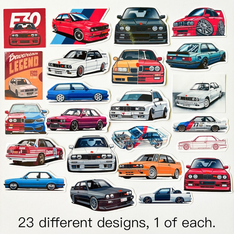 23pc Vinyl Stickers for E30 M3 E30 3 Series With German Legend Sports ...