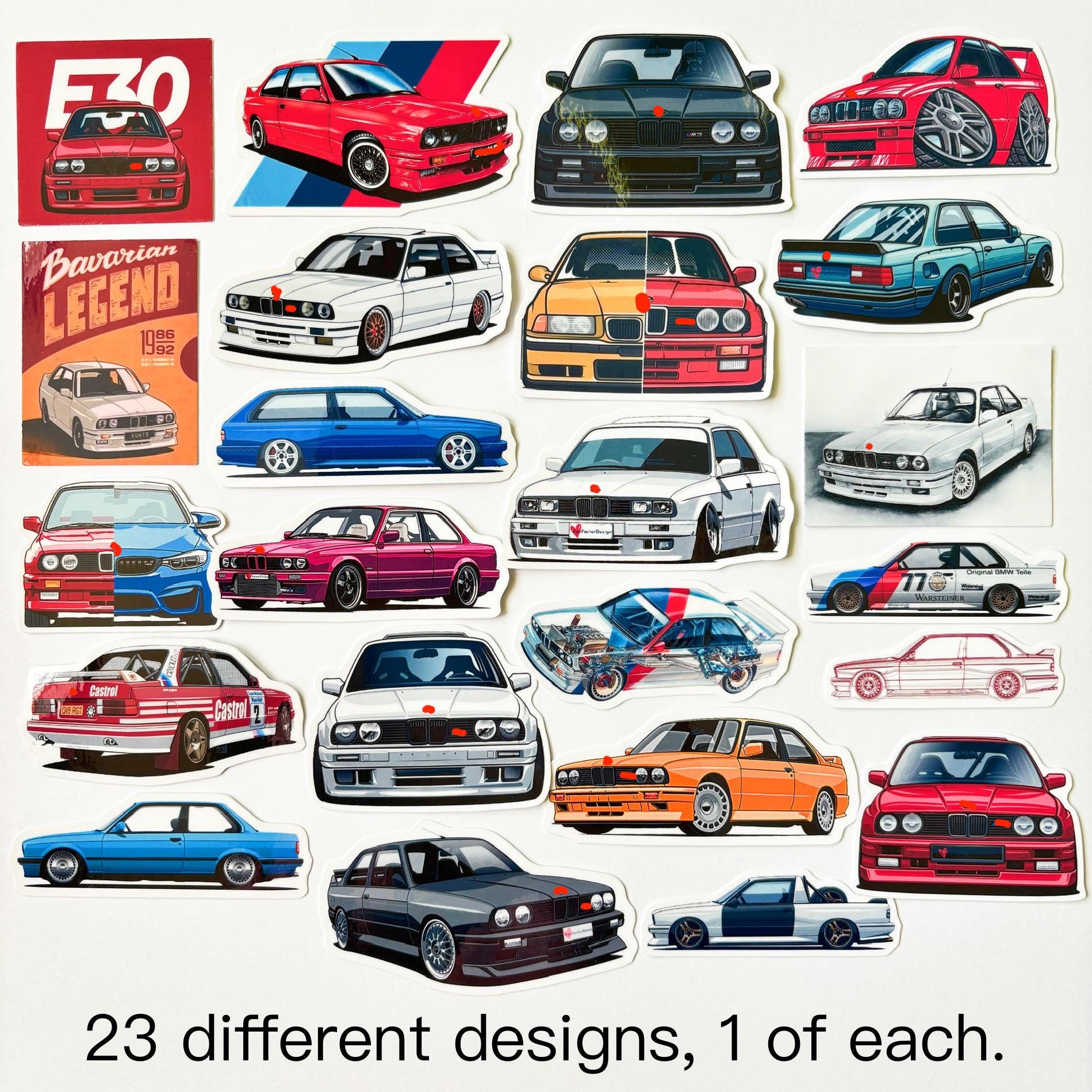 23pc Vinyl Stickers for E30 M3 E30 3 Series With German Legend Sports ...