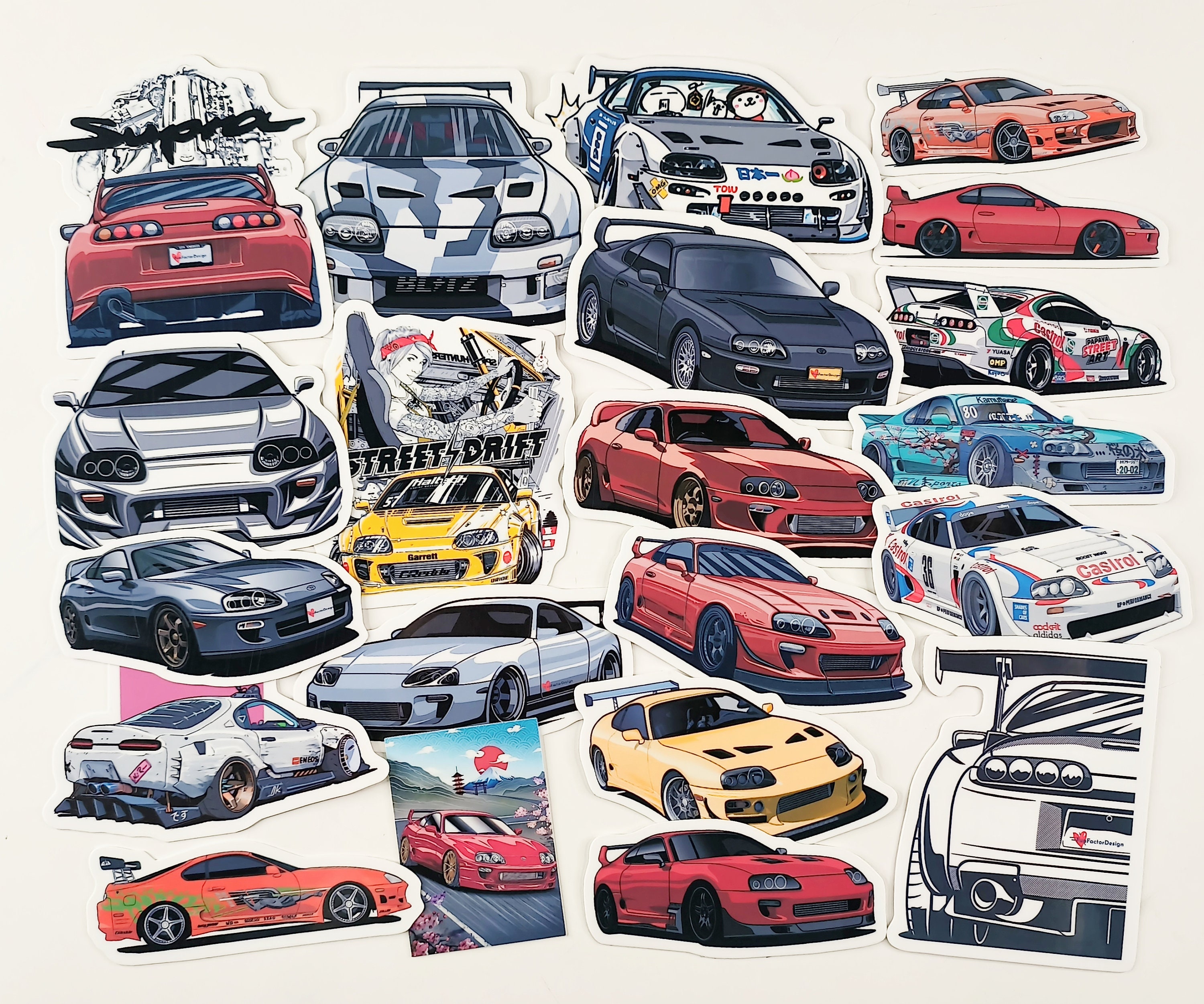 21pc Classic Japanese Supercar MK4 Supra JDM Vinyl Stickers JDM Drift ...
