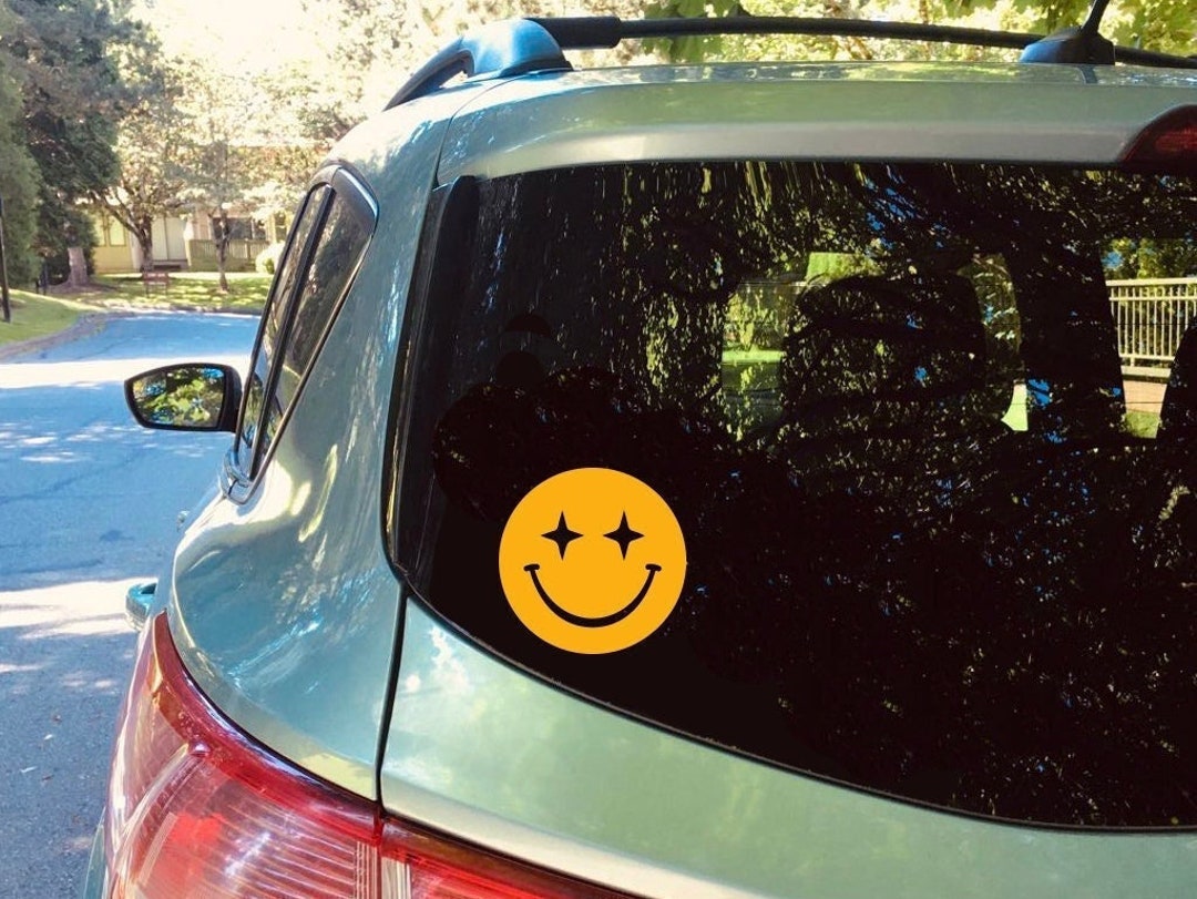 Star Eyes Smiley Face Vinyl Decal Stickers, Emoji Smiley Face ...