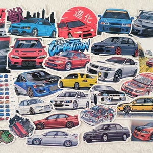 26pc JDM Rally Legend Lancer Evolution Vinyl Stickers Classic Japanese ...