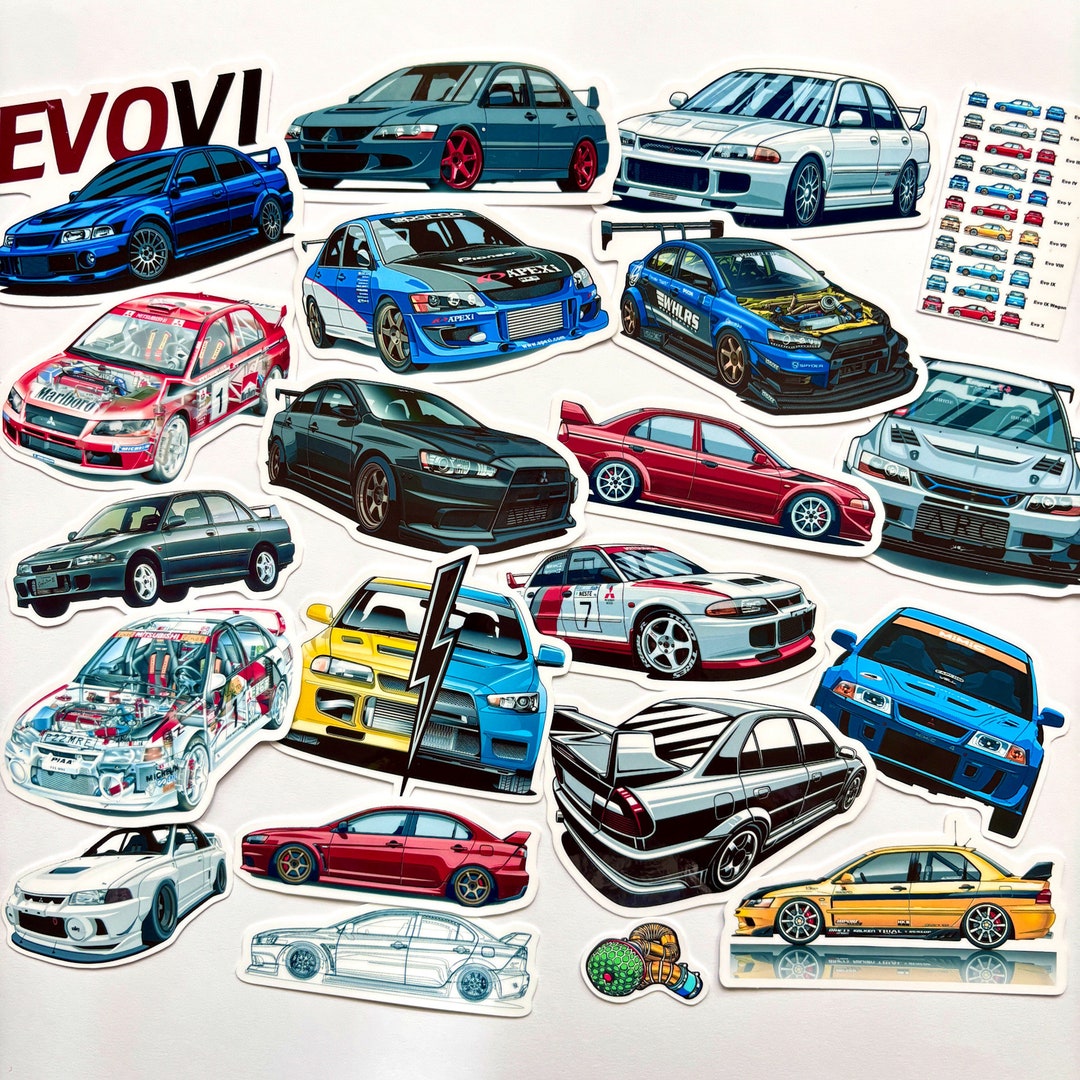 21pc JDM Rally Legend Lancer Evolution Family Vinyl Decal Stickers EVO2 ...