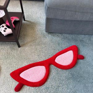 Cat Eye Glasses Tufted Rug / Handmade Rug, Fluffy Funny Rug - Etsy