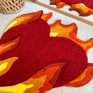 Flaming Heart Tufted Rug | Custom Rug, Handmade Rug, Fluffy & Soft ...