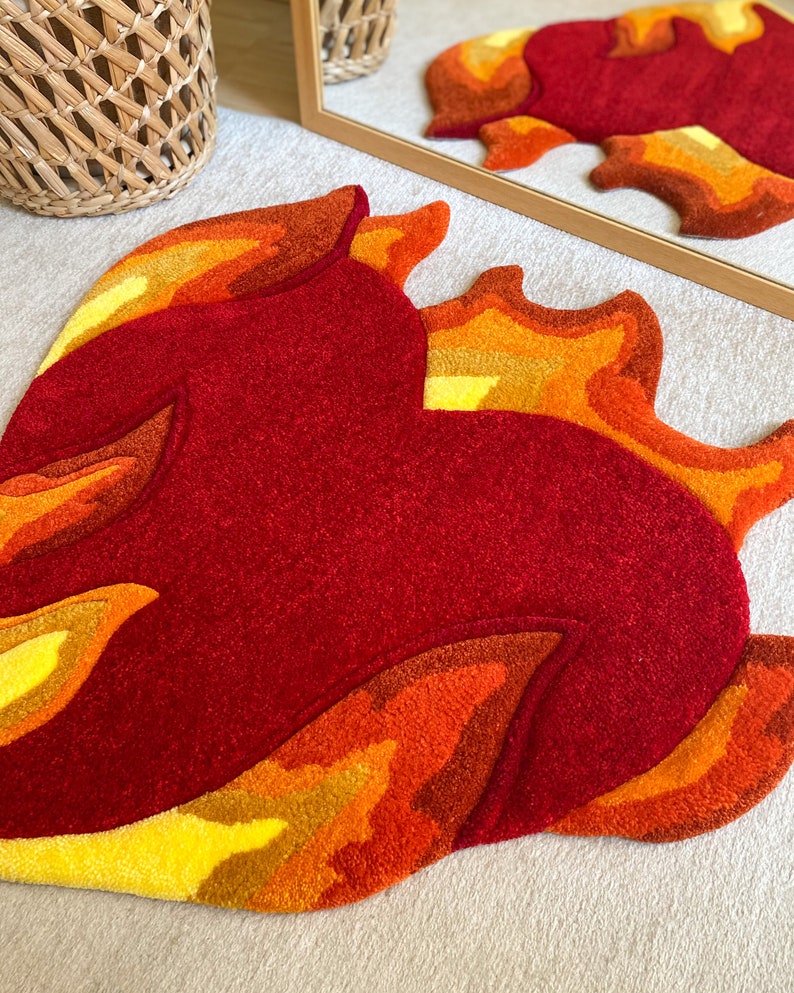 Flaming Heart Tufted Rug | Custom Rug, Handmade Rug, Fluffy & Soft ...