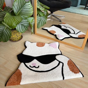 Cool Cat Tufted Rug / Handmade Tuft Rug, Fluffy & Soft Rug - Etsy UK
