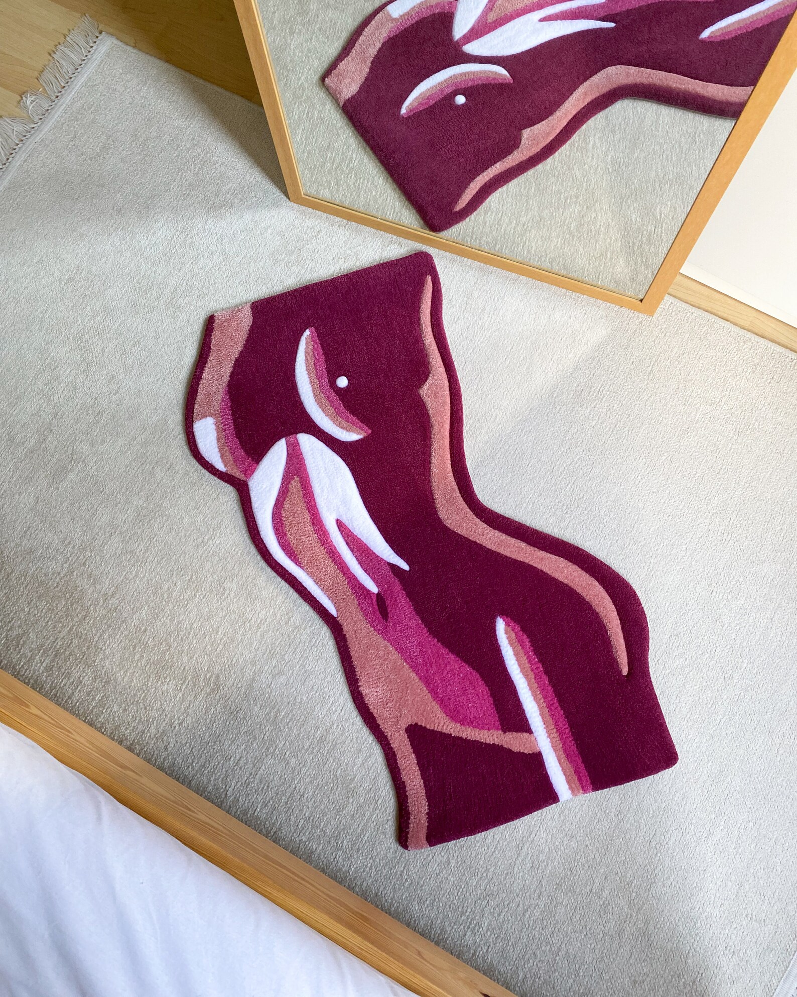 Thermal Pink Body Tufted Rug / Custom Rug, Handmade Rug, Housewarming ...