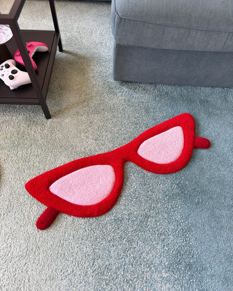 Cat Eye Glasses Tufted Rug / Handmade Rug, Fluffy Funny Rug - Etsy