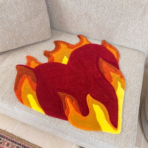 Flaming Heart Tufted Rug | Custom Rug, Handmade Rug, Fluffy & Soft ...