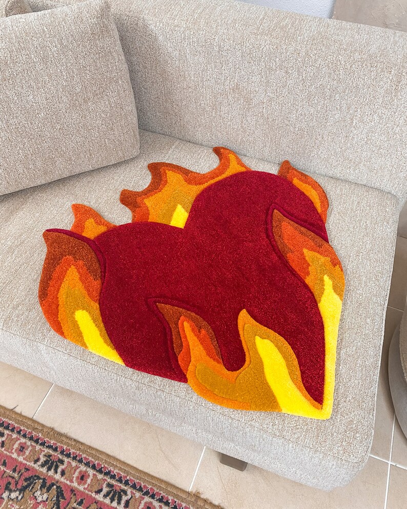 Flaming Heart Tufted Rug | Custom Rug, Handmade Rug, Fluffy & Soft ...