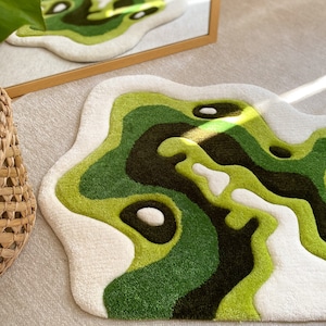Green Moss Tufted Rug / Custom Rug, Fluffy & Soft, Handmade Rug ...