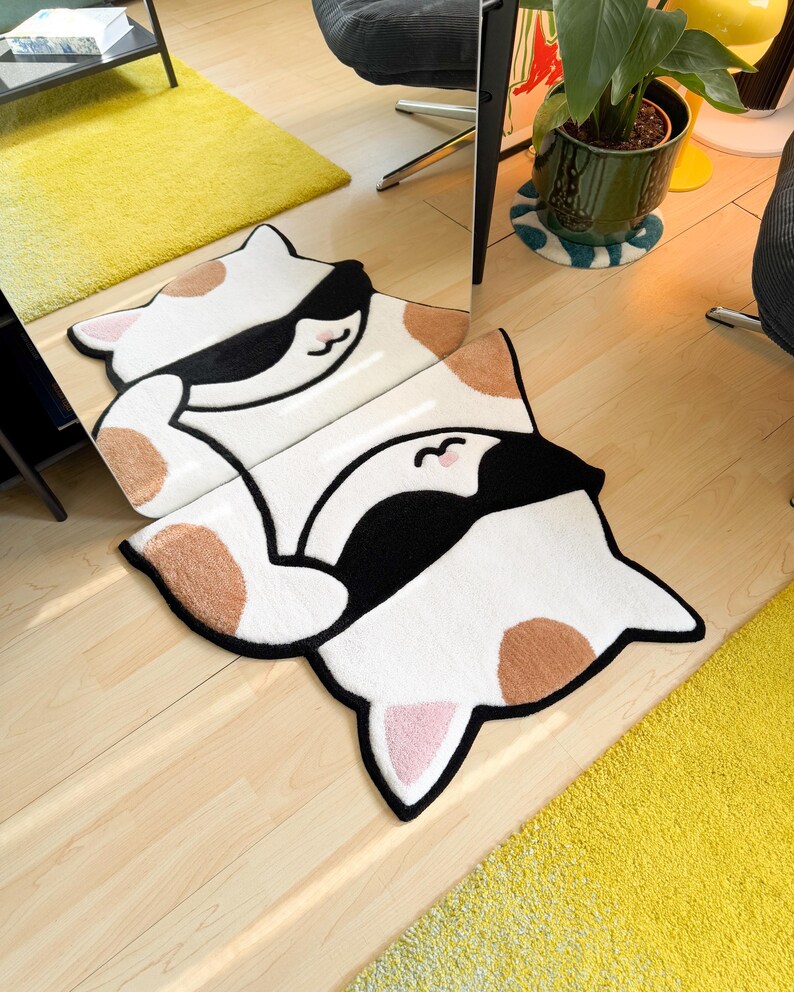 Cool Cat Tufted Rug / Handmade Tuft Rug, Fluffy & Soft Rug - Etsy UK