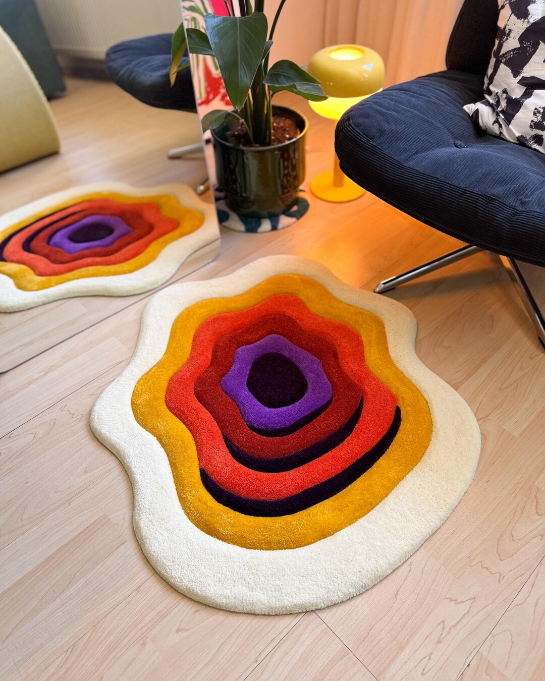 Custom Handmade Tufted Rug / Psychedelic Rug, Fluffy Tufted Rug ...