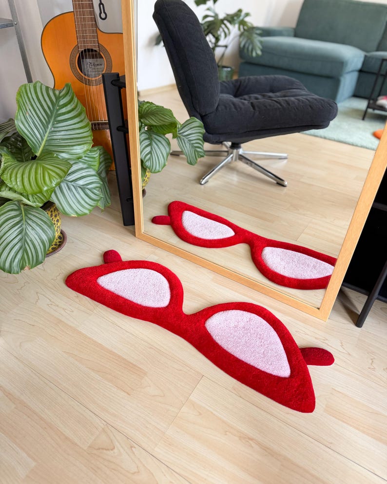 Cat Eye Glasses Tufted Rug / Handmade Rug, Fluffy Funny Rug - Etsy