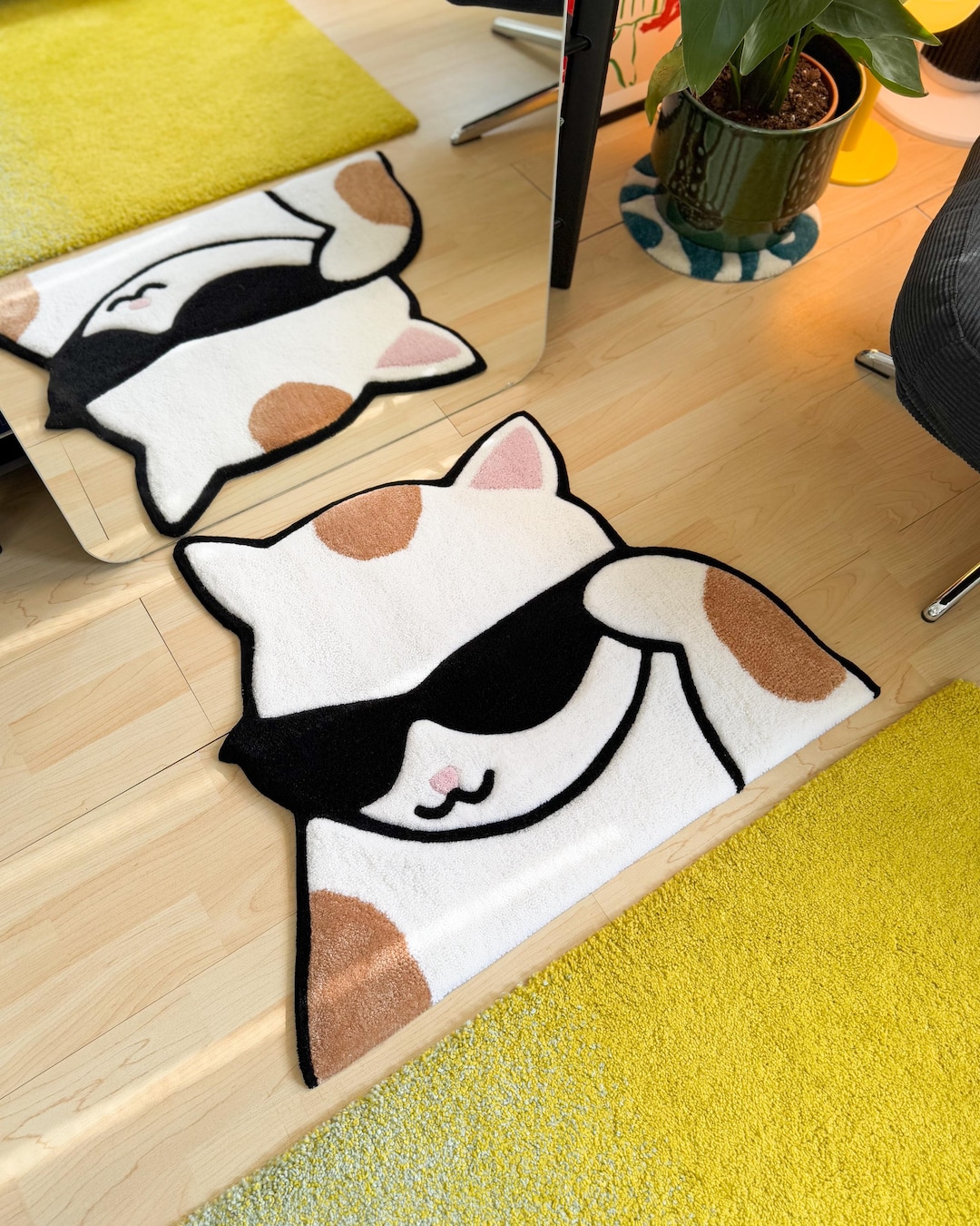 Cool Cat Tufted Rug / Handmade Tuft Rug, Fluffy & Soft Rug - Etsy UK