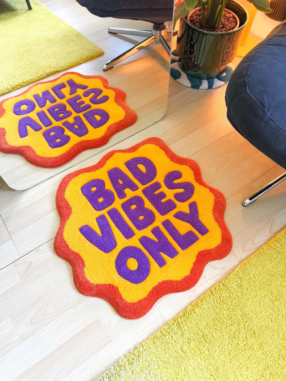 Bad Vibes Only Tufted Rug / Hand Tufted Rug, Funny Rug, Personalized ...