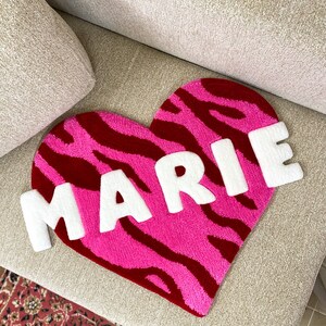 Custom Name Tufted Rug / Personalized Heart Rug, Handmade Customized ...