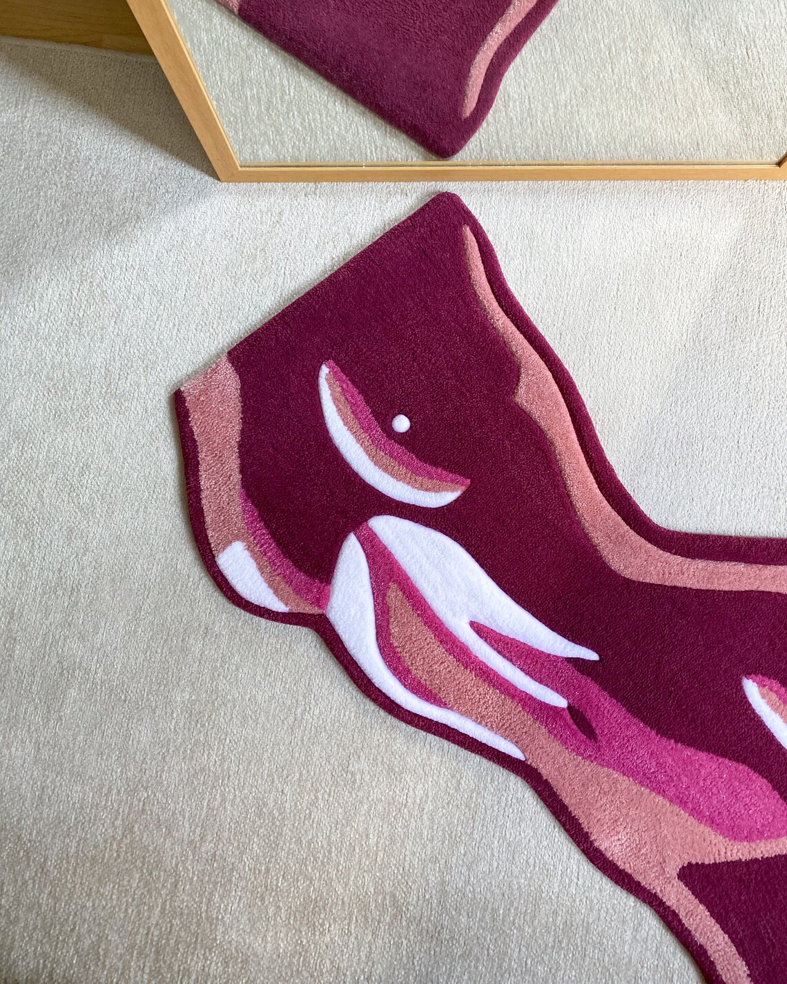 Thermal Pink Body Tufted Rug / Custom Rug, Handmade Rug, Housewarming ...