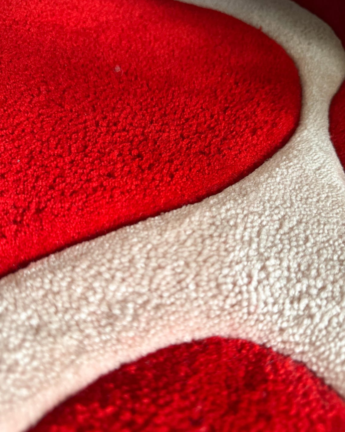 Powder Pink & Red Wavy Tufted Rug, Handmade Tufted Rug, Housewarming ...