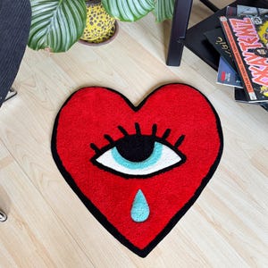 Crying Heart Tufted Rug / Handmade Tuft Rug, Custom Rug - Etsy