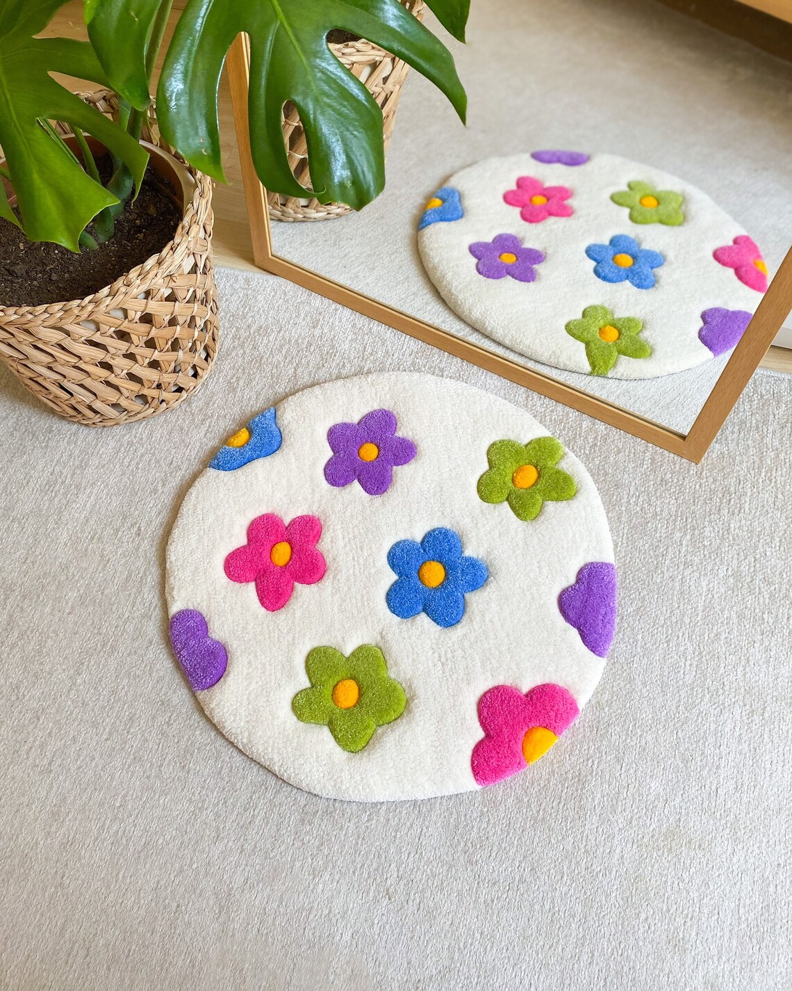 Tuft Rug Flower / Hand Tufted Rug, Custom Rug, Soft and Aesthetic ...