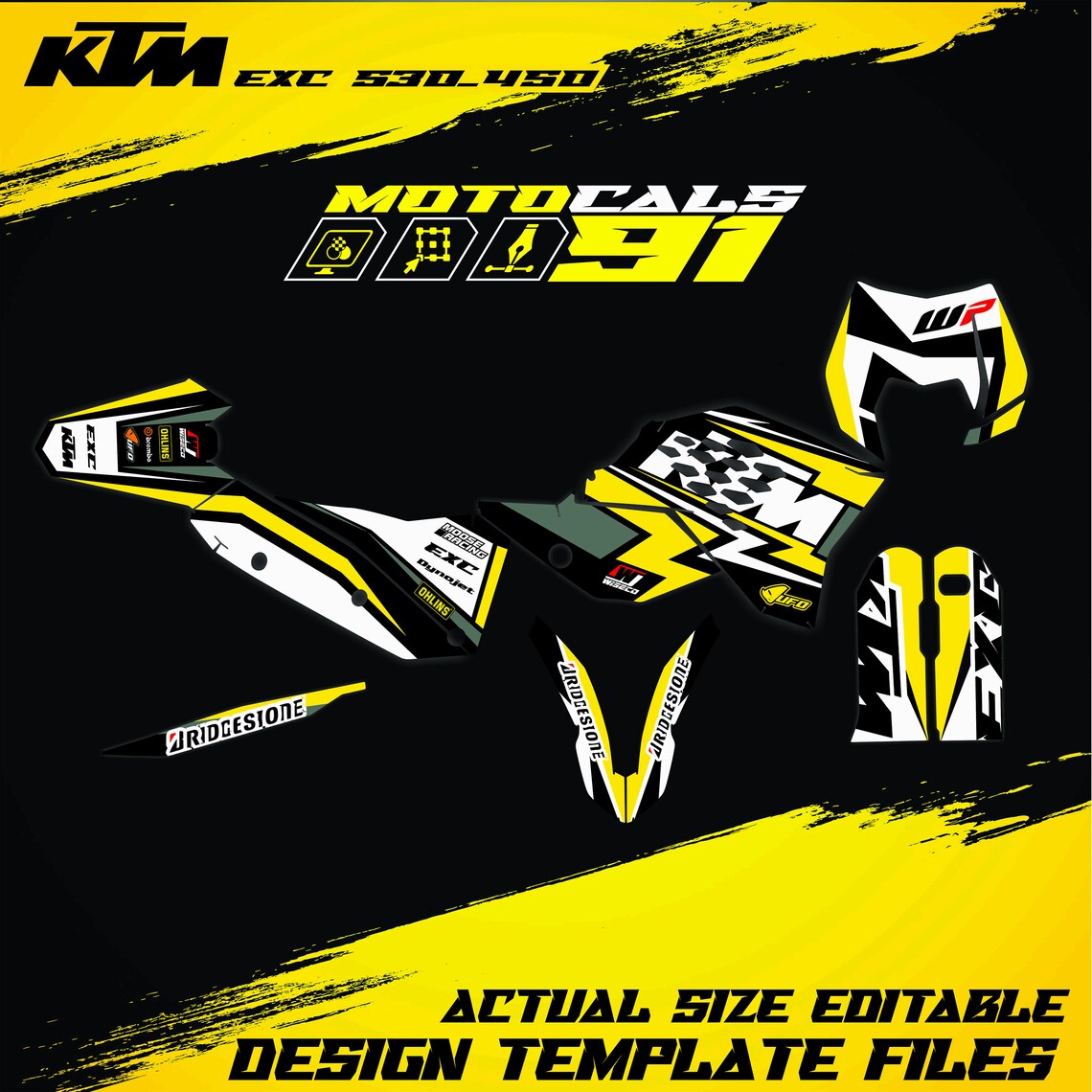 KTM Graphics Yellow Kit Design Files for KTM EXC-F 125 250 300 450 530 ...