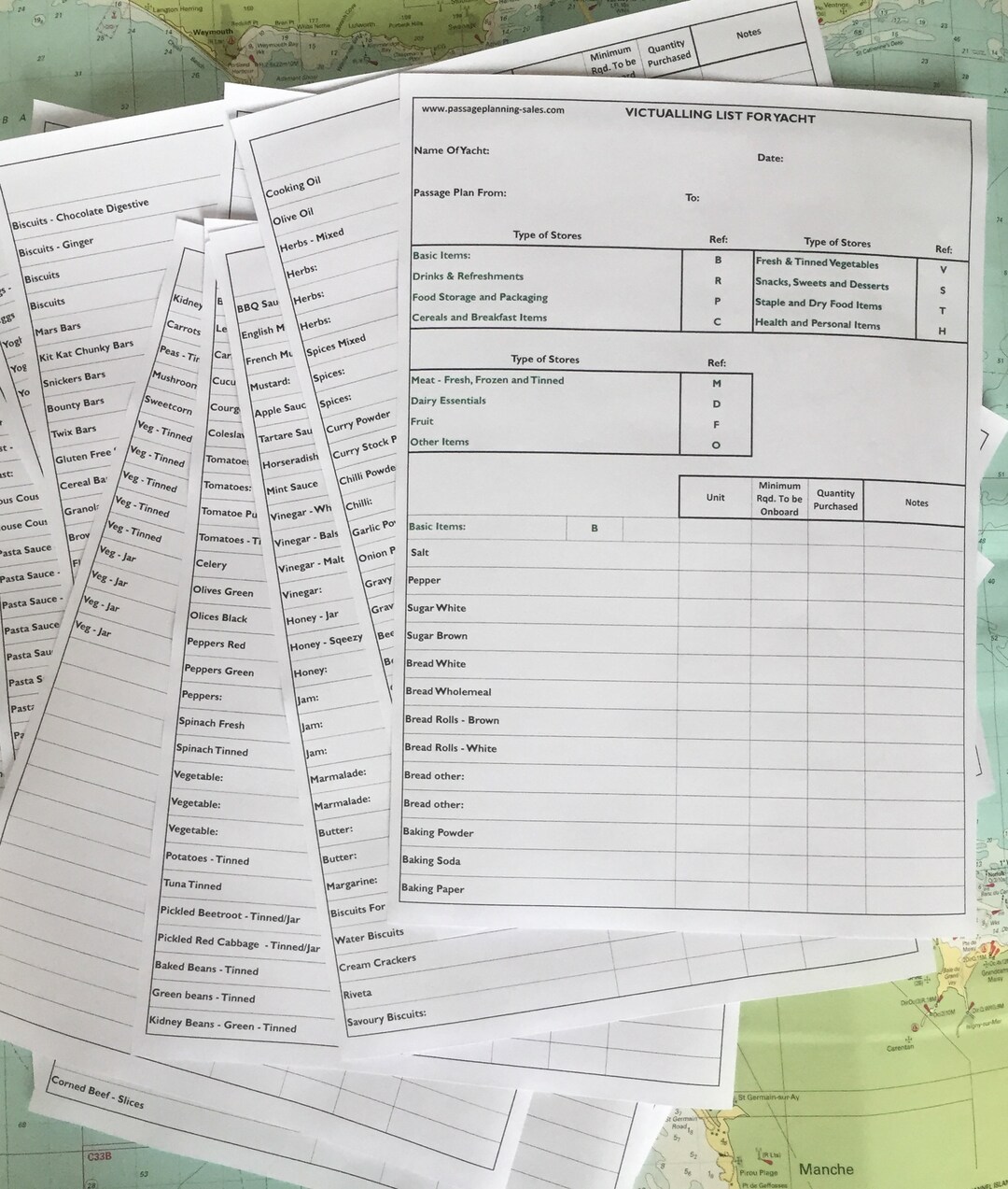 Sailing Victualling List for Supplying a Yacht in .PDF Format for ...