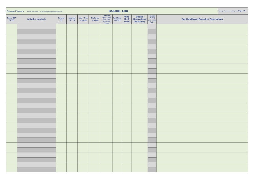 Sailing/cruising Log Book in .PDF Format - Download Our Colour Files ...