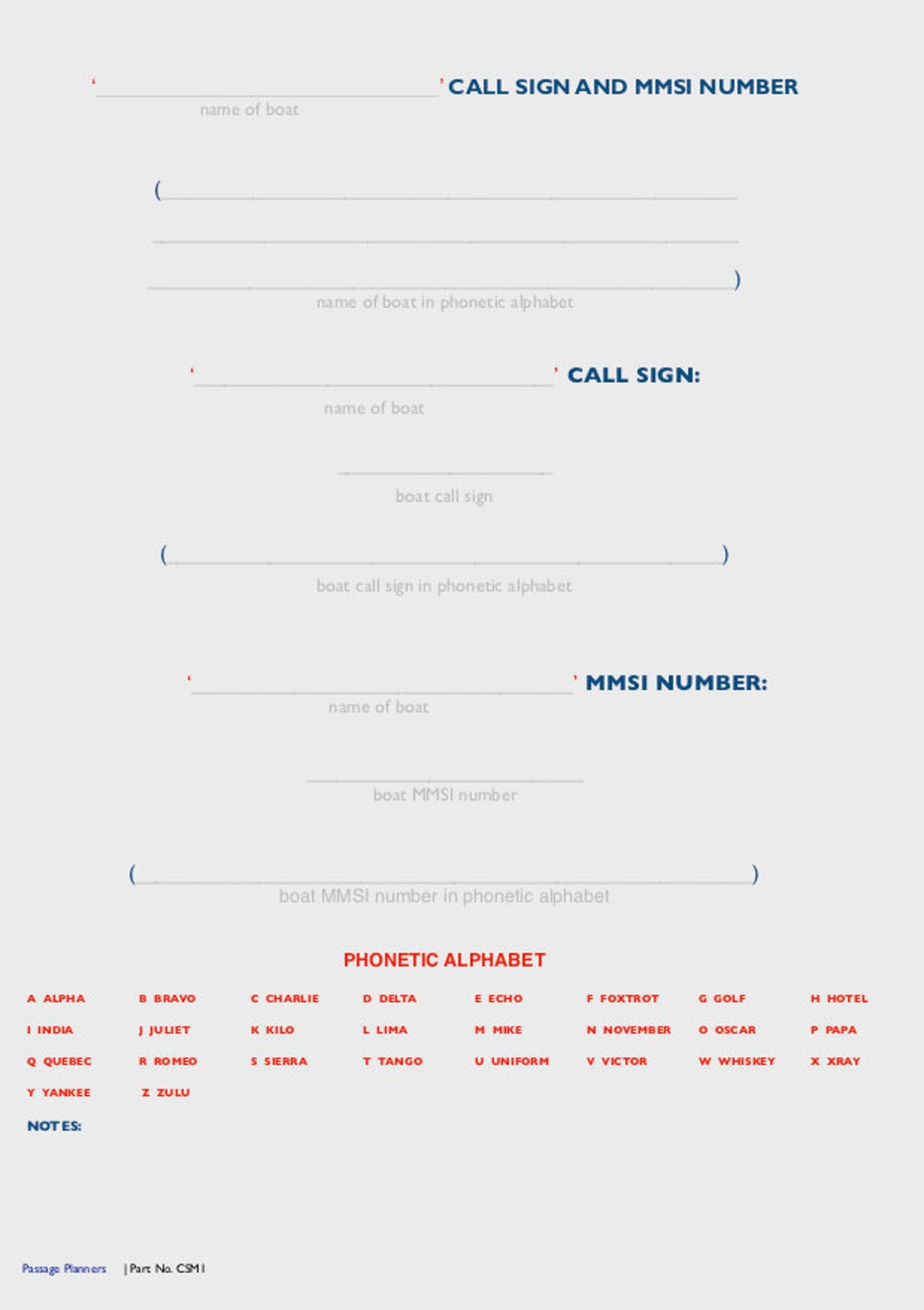 MMSI Number & Call Sign Your Boat Detail Cockpit Cards for - Etsy
