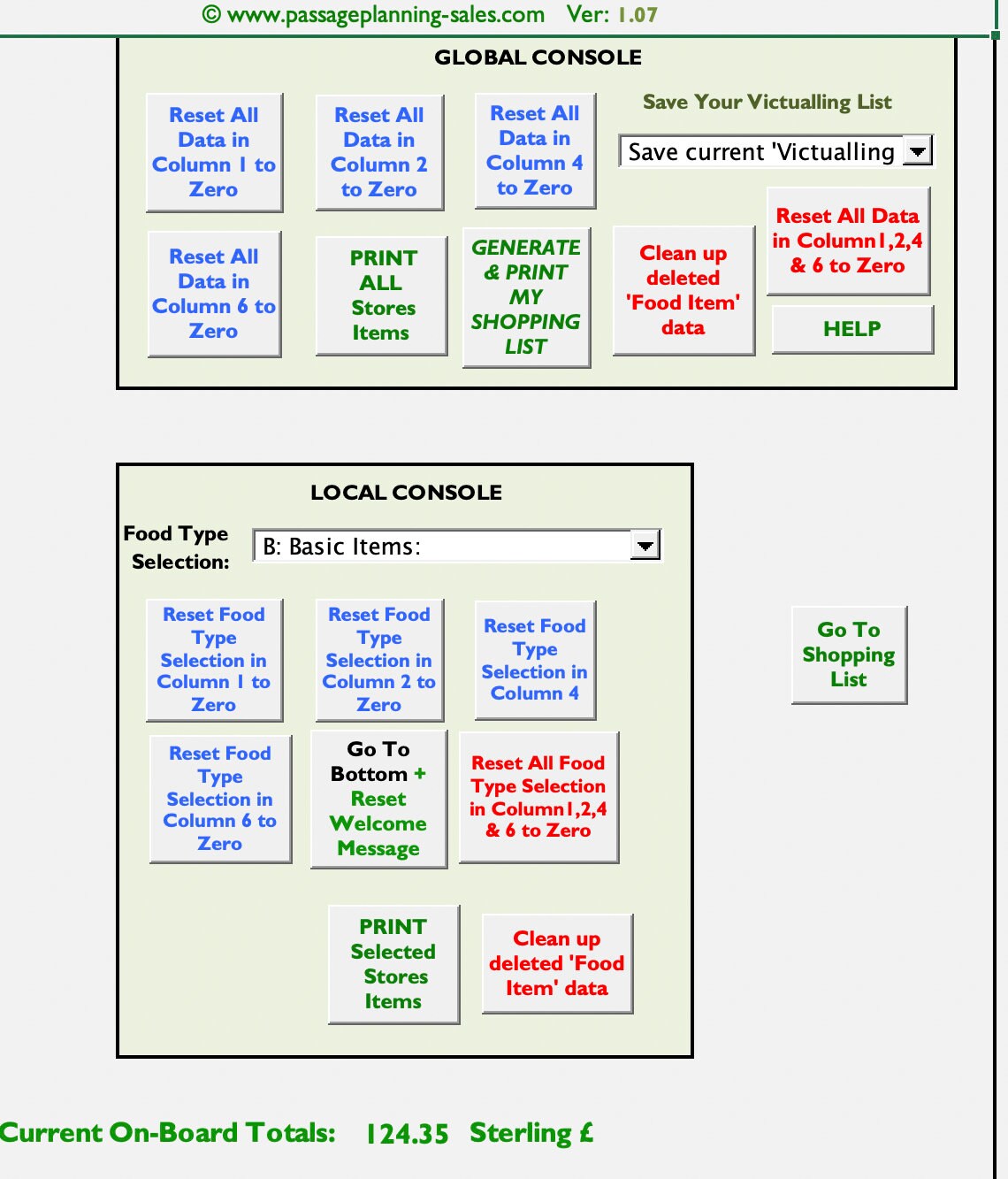 Yacht Provisioning List - Excel Application - A Victualing List for ...