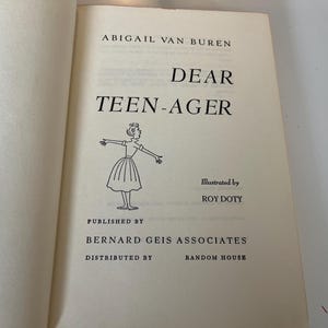 1959, Dear Teen-ager Book, Vintage, Abigail Van Buren, the Dating Game ...