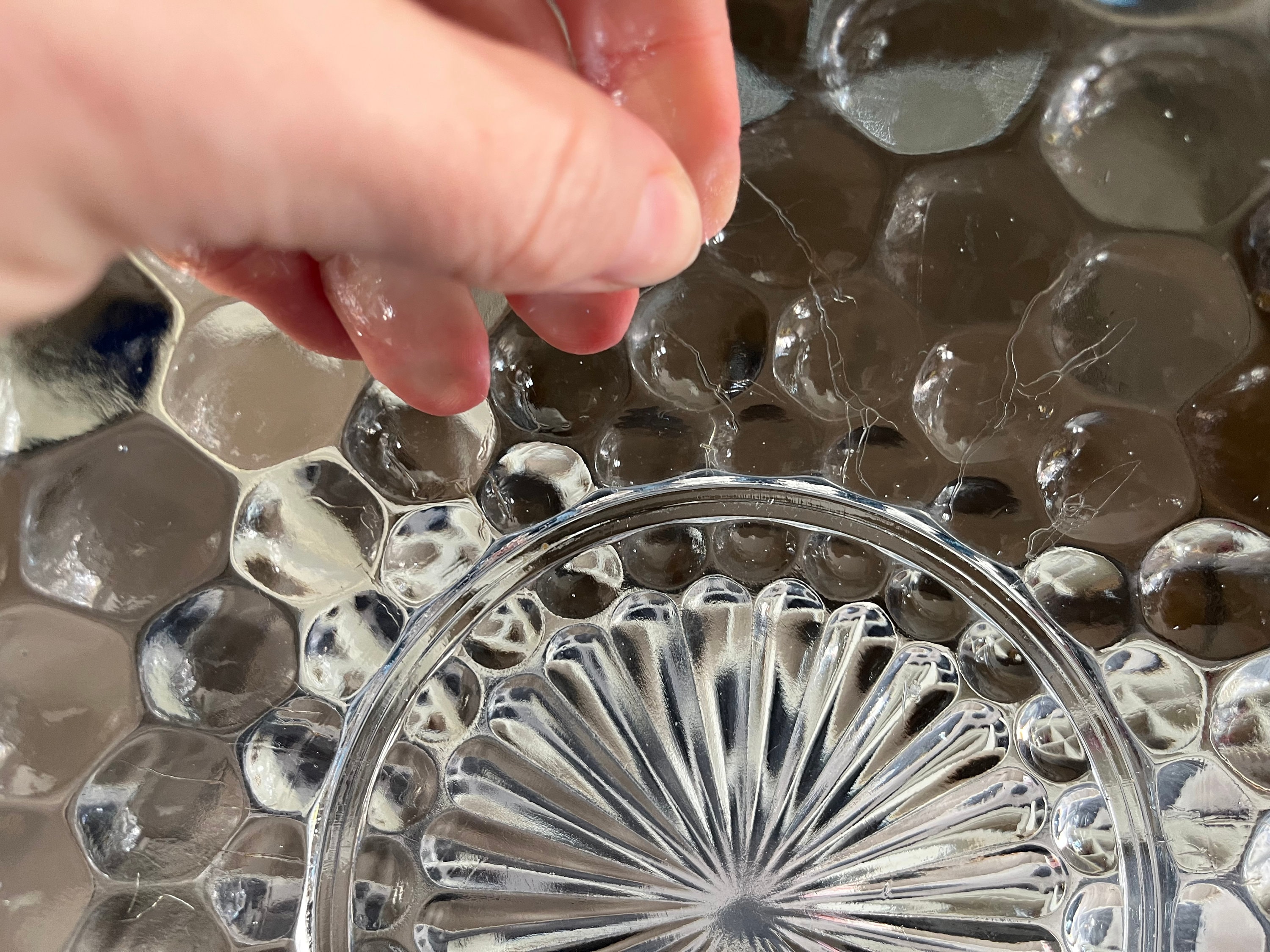 Sapphire Blue Bubble Glass Platter and Large Bowl, Lovely Light Blue ...