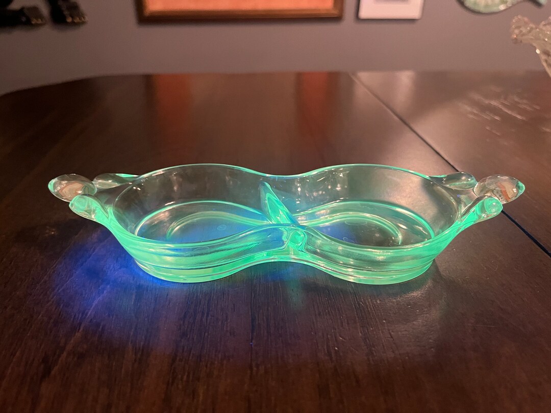 Small Antique UV Reactive Glass Tray Sugar and Creamer Tray - Etsy