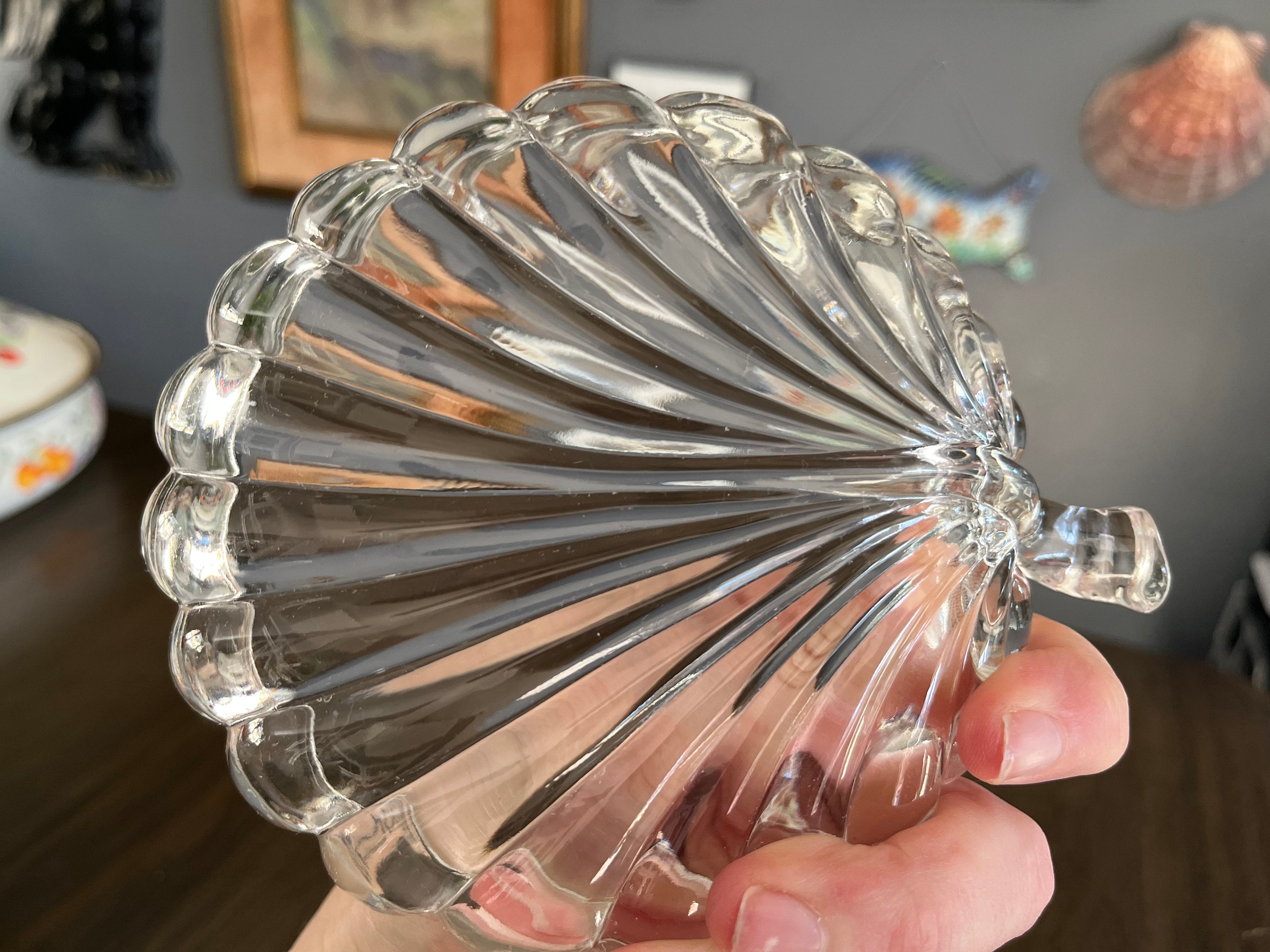 Vintage Clear Glass Leaf Dish, Uv Reactive, Glows Light Green ...