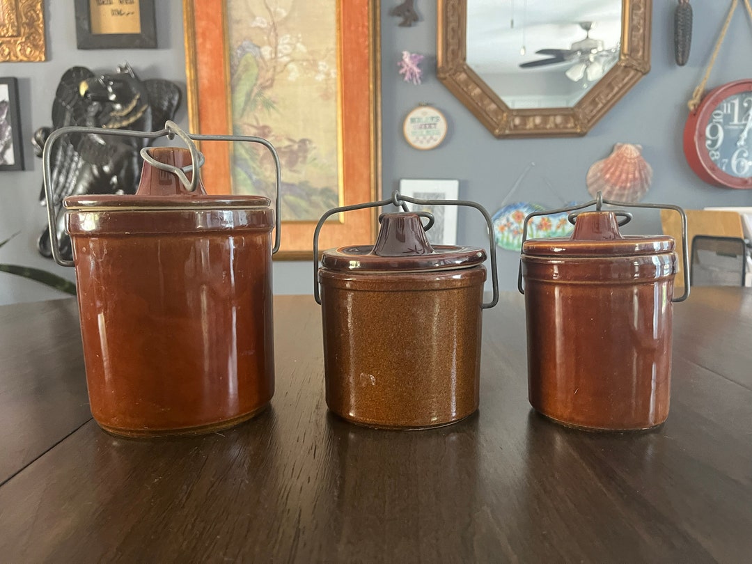 Vintage Ceramic Jam Pots / Fruit Preserves / Covered Jars / Set of ...