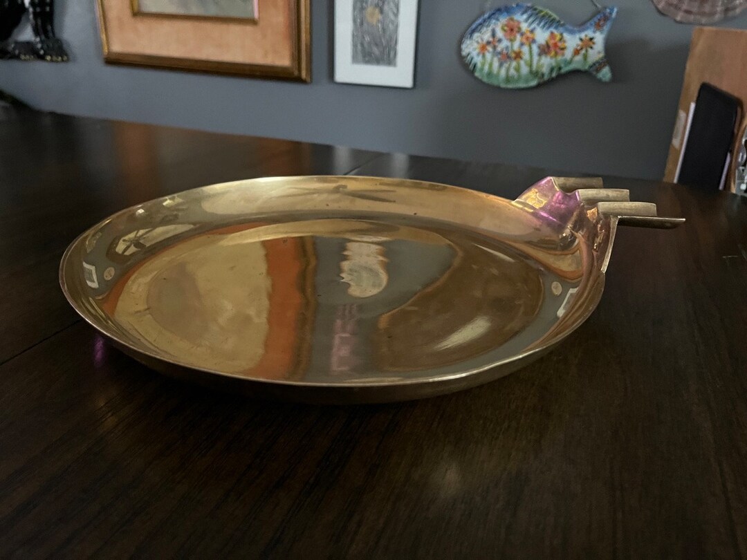 Large Vintage Brass India Ashtray, Cigar Tray, Crystal Display, Witchy ...