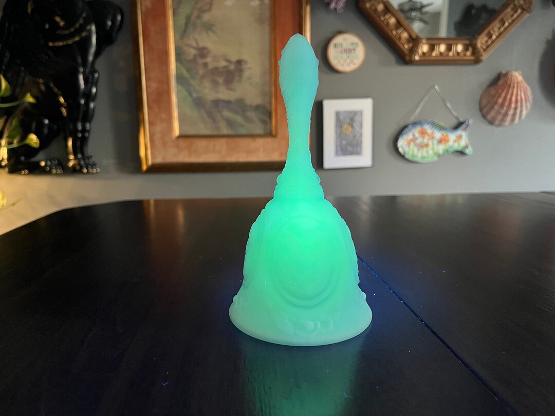 Blue Glass Bell, Mother and Child, Bell, Light Yellow-green Glow With ...