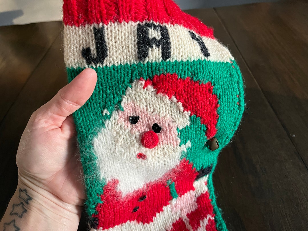 Vintage Santa Stocking, Christmas Decorations, Fireplace, Jay Name - Etsy