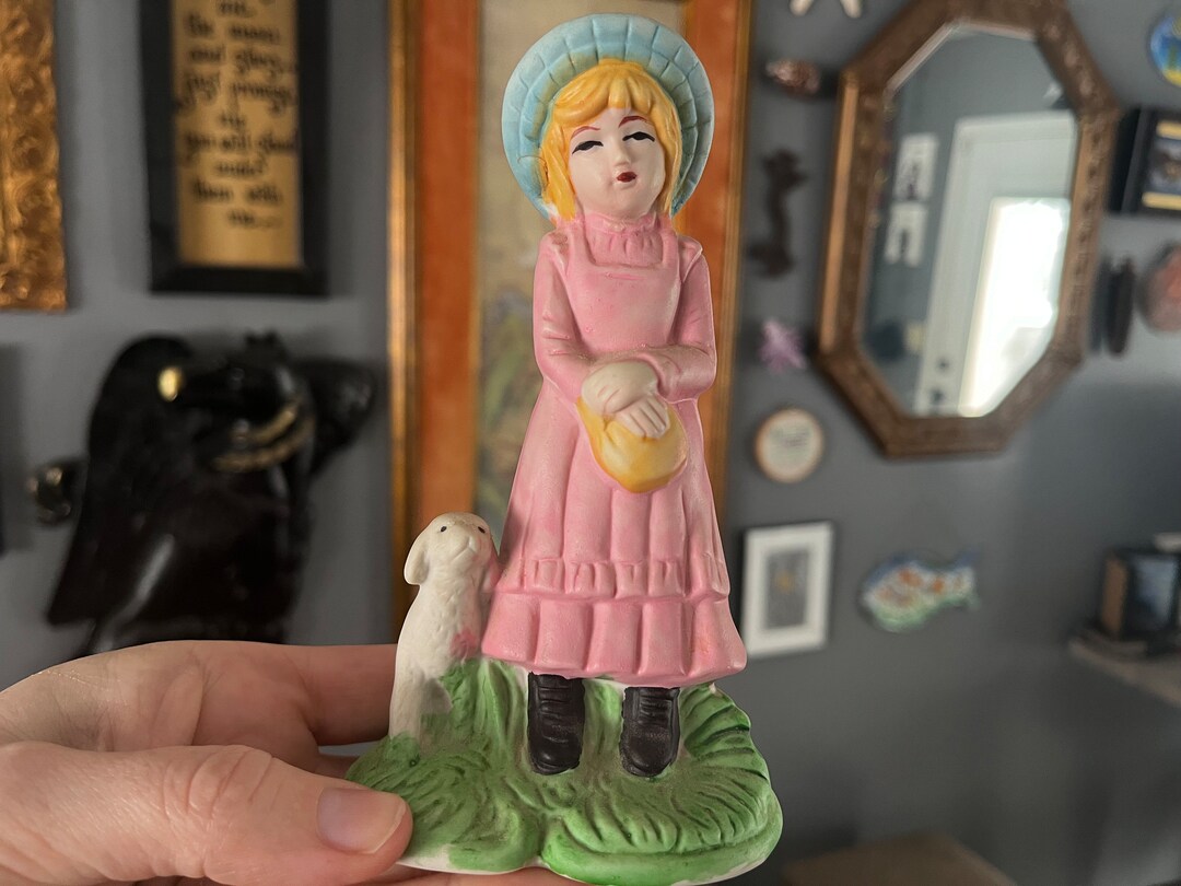 Porcelain or Ceramic Mother Goose Little Bo-peep, Sheep, Girl Pink ...